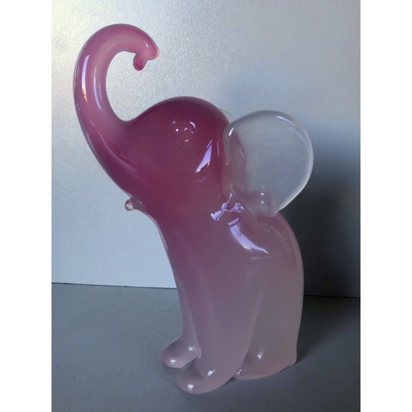 ELEFANTE ROSA OPALINO VETRO MURANO SEGUSO FIGURA ANIMALE 15,5 CMh ...