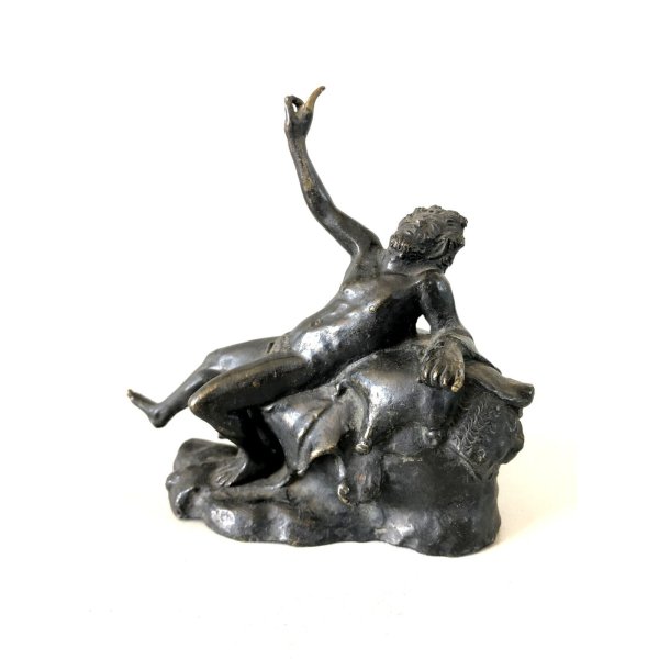 ANTICA SCULTURA BRONZO FIGURA NUDO FAUNO SATIRO EBBRO ART NOUVEAU EPOCA ...