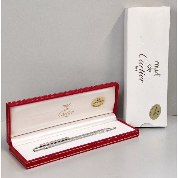 PENNA SFERA Must de Cartier TRINITY vintage BALLPOINT PEN BOX bille ...