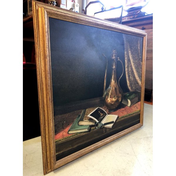 ANTICO QUADRO OLIO TELA Walter Dusatti NATURA MORTA LIBRI BROCCA ...