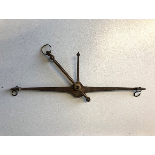 ANTICA BILANCIA PESA SABAUDA FARMACIA OREFICE 2 PIATTI OTTONE PUNZONI FERRO '800