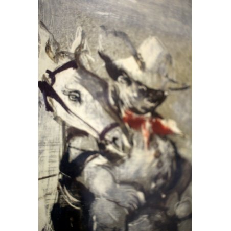 ANTICO QUADRO Edmondo Poletti GRAFFITO OLIO SU CARTA Don Chisciotte PE ...
